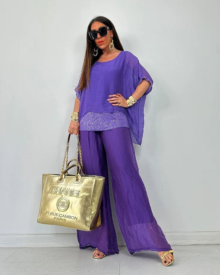 Aurélie - Ensemble Estival Chic Deux Pièces – Élégance Fluide et Confo